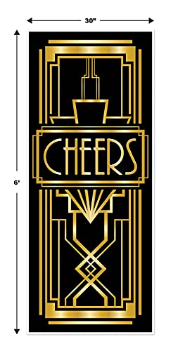 Beistle 59903 2 Piece Great 20's Door Covers, 30" x 6', Black/Gold