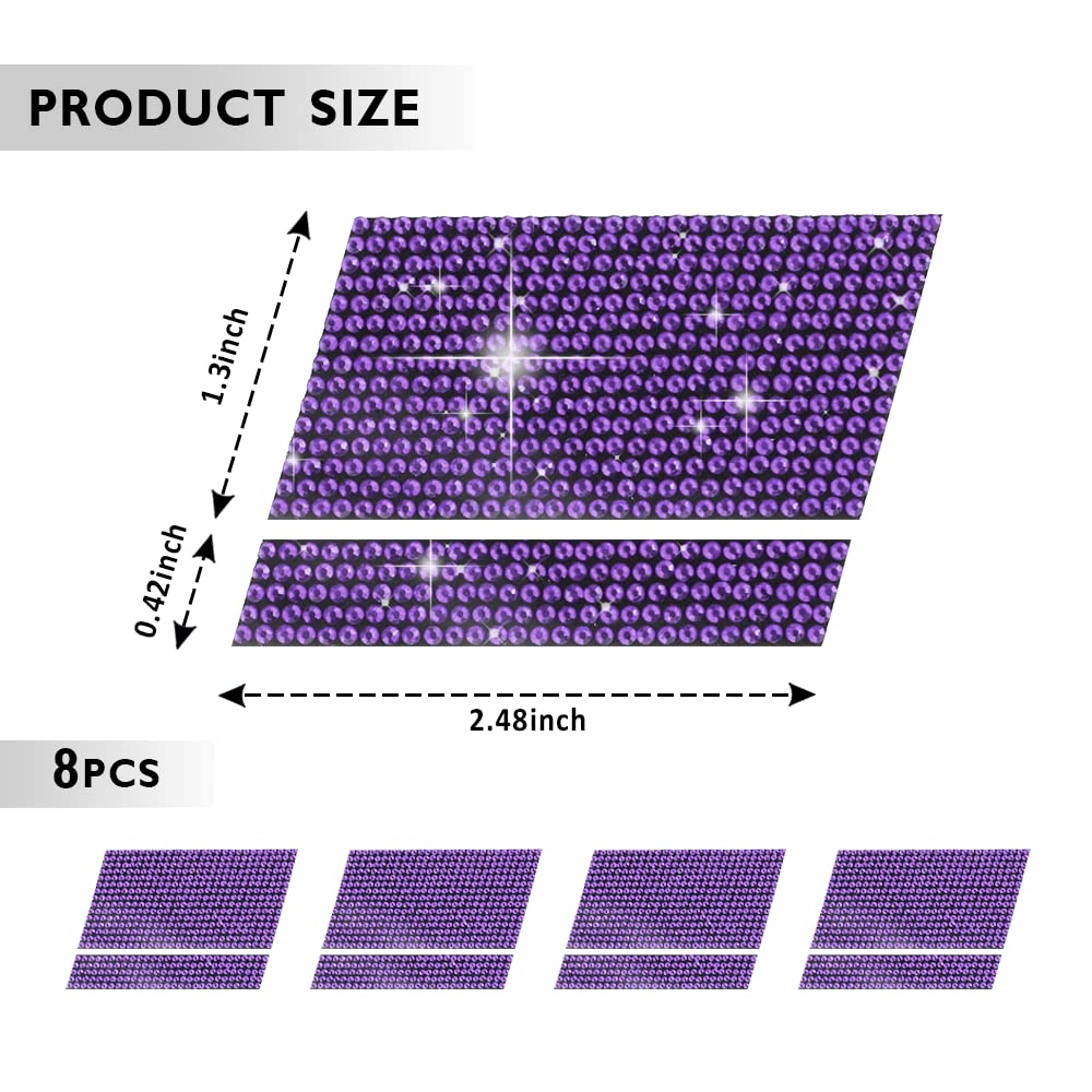 8Pcs Bling Wheel Rim Decals,Rhinestone Reflective Stickers Car Decorations,Self-Adhesive Universal Tire Rim Stickers for 16-21 Inch Wheels Tire Rim(Purple)