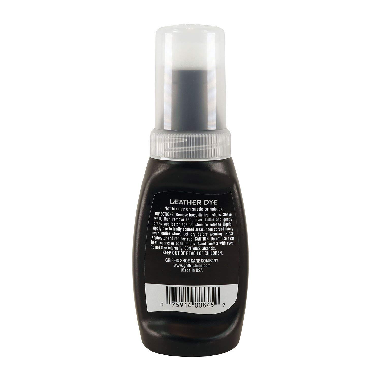 GRIFFIN Black Leather Dye with Applicator - Repair and Scratch Fix for Shoes, Boots, Furniture and More (2.5 oz) - Made in The USA