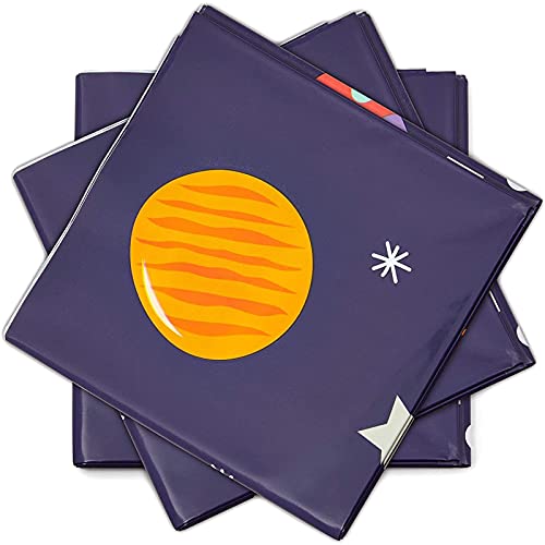 Blue Plastic Tablecloth for Outer Space Birthday Party (54 x 108 in, 3 Pack)