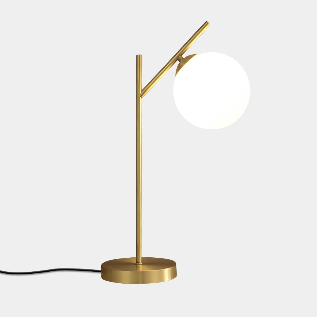 Fulesi Globe Table Lamp with Milky White Glass Globe Shade - Contemporary Brass Metal Bedside Lamp for Bedroom, Living Room, Study Room (H19.2)