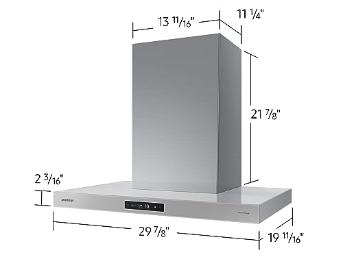 Samsung 30" Bespoke Smart Wall Mount Hood, LCD Display & Touch Control, Triple Air Sensor, Low Noise, WiFi Connected, Clean Grey, NK30CB700WCGAA