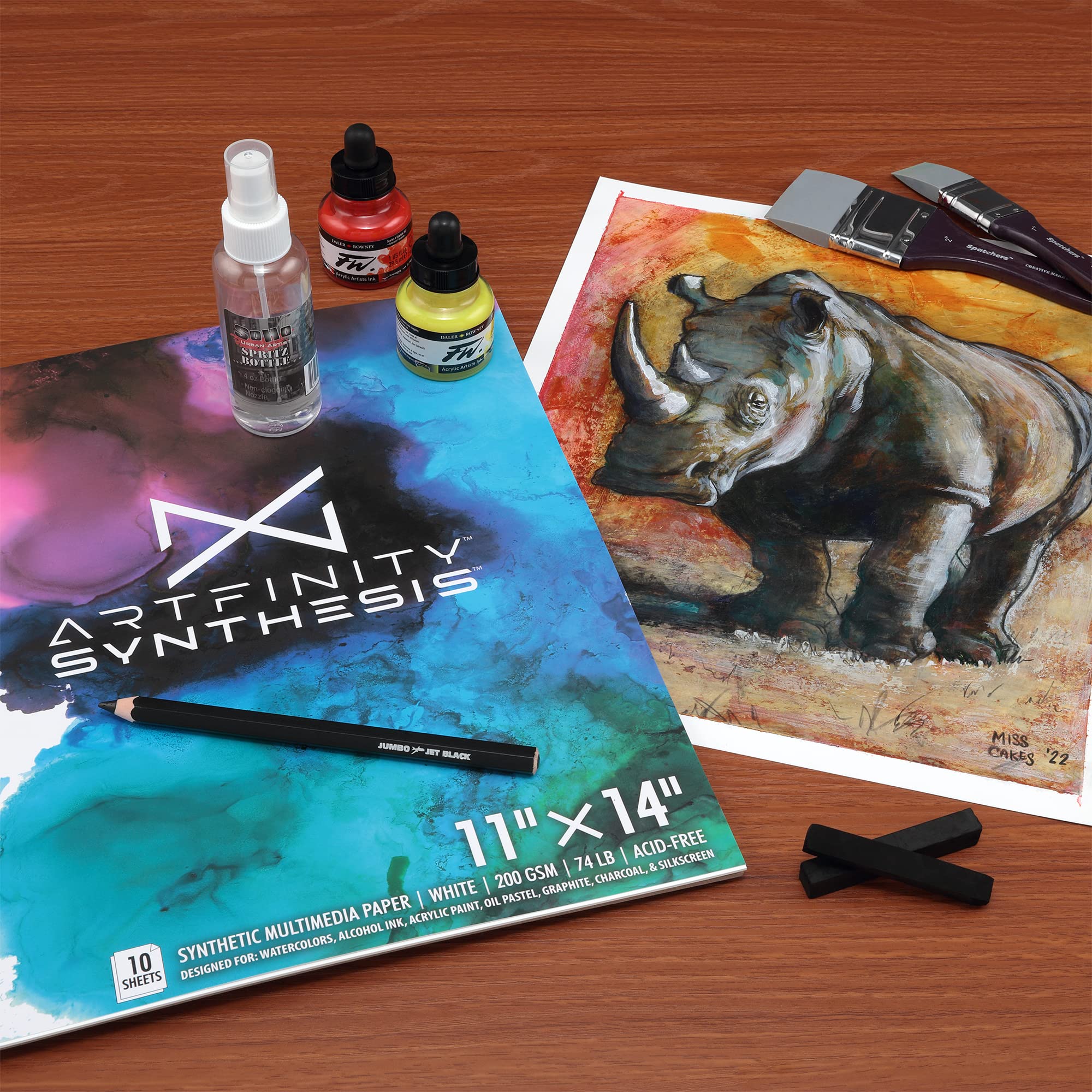Artfinity Synthesis Watercolor Paper Pads - White 74lb., 200gsm Synthetic Paper for Painting, Sketching, and More! - 11x14"