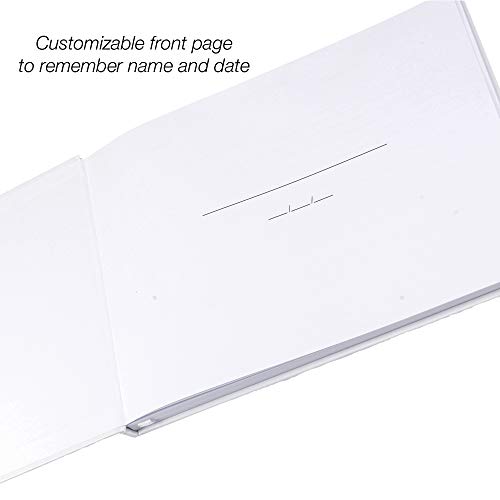 Samsill White Guest Book with Gold Foil - Guestbook Hardcover with Lines for Name, Address and Notes - 7" x 9" Wedding Guest Book / Registry Book - 120 Pages