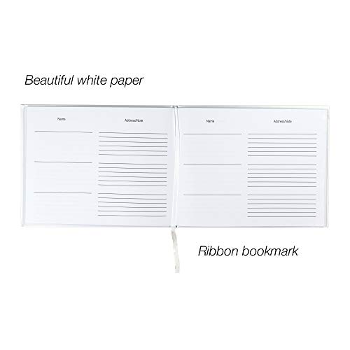 Samsill White Guest Book with Gold Foil - Guestbook Hardcover with Lines for Name, Address and Notes - 7" x 9" Wedding Guest Book / Registry Book - 120 Pages