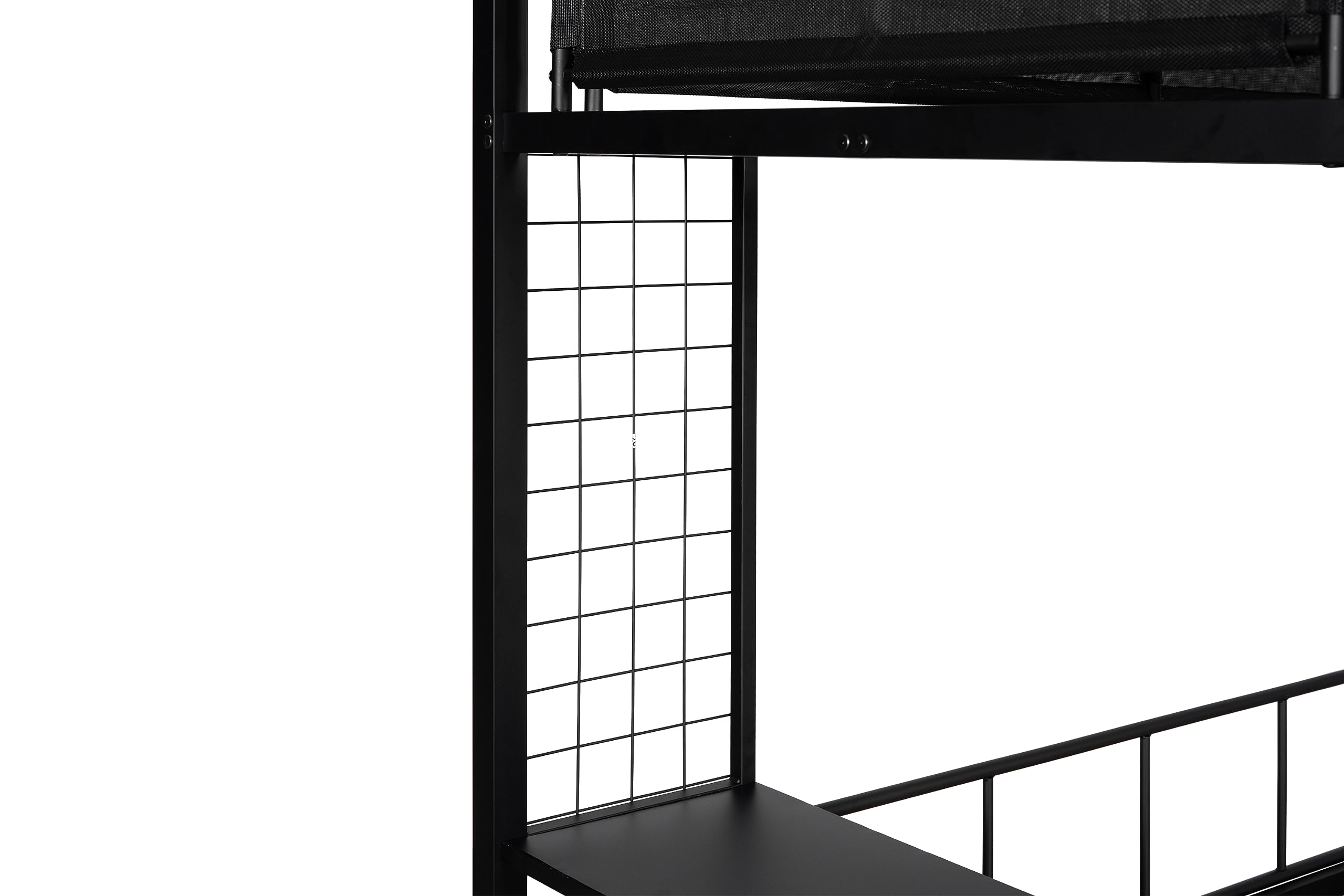 ZVAIGE Metal Double Full Bunk Bed with Shelves and Mesh Panels - Space Saving Loft Bed, Desk Sofa Bed - Ideal for Bedrooms and Dorms - Sturdy and Versatile Single Bunk Bed