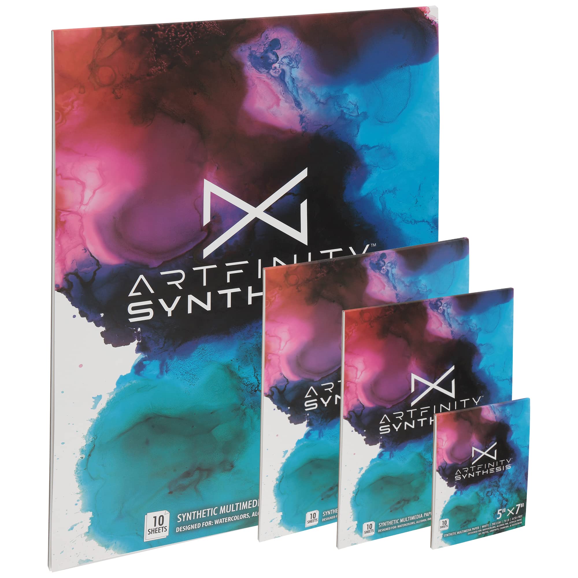 Artfinity Synthesis Watercolor Paper Pads - White 74lb., 200gsm Synthetic Paper for Painting, Sketching, and More! - 11x14"
