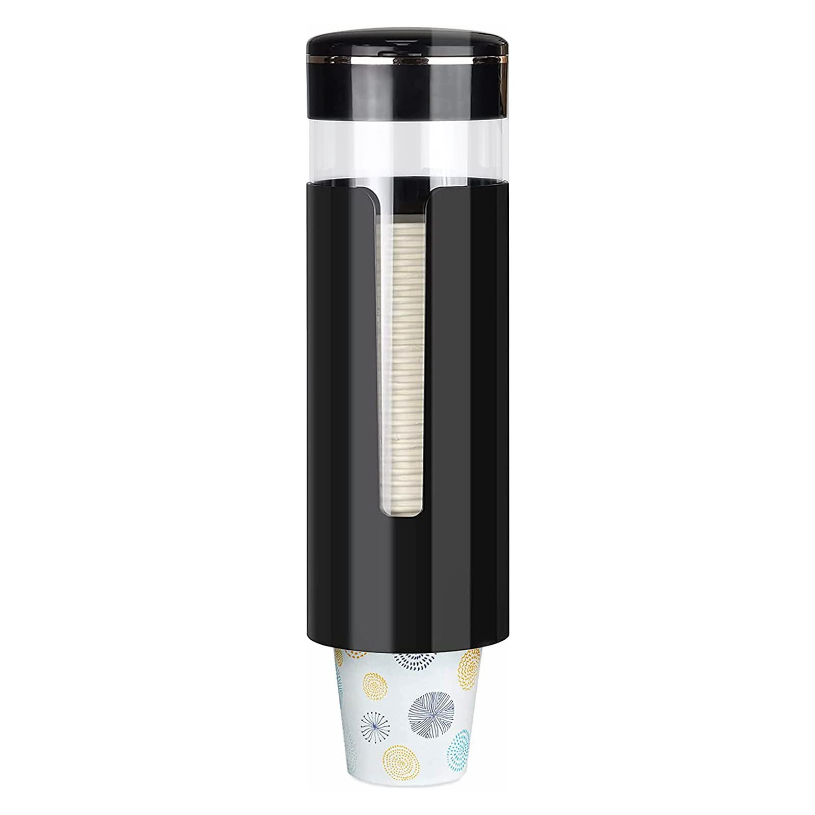 Cup Dispenser, Wall Mount Water Cooler Cup Dispenser fits 4-7 oz Disposable Paper and Plastic Cups, Pull Type Cup Holder for Bathroom, Office, Break Room, Gym, Black