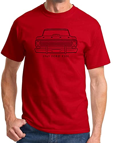 1969 Ford F100 Pickup Truck Front End Design Classic Print Tshirt Large redblack