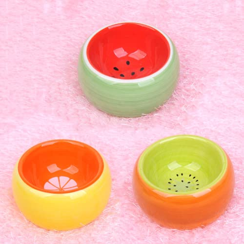 Bangminda 3Pcs Hamster Bowl Ceramic Small Animal Water Bowl Prevent Tipping Anti-Bite Ceramic Feeding Bowls for Guinea Pig Gerbil Ferret Syrian Hamster Chinchilla Rat Hedgehog Bunny