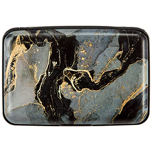 Kaabao Credit Card Holder Wallet for Women Men RFID Blocking Small Metal Business Aluminum Protector Sleeves Slim Mini Cards Case (Alcohol Ink Art)