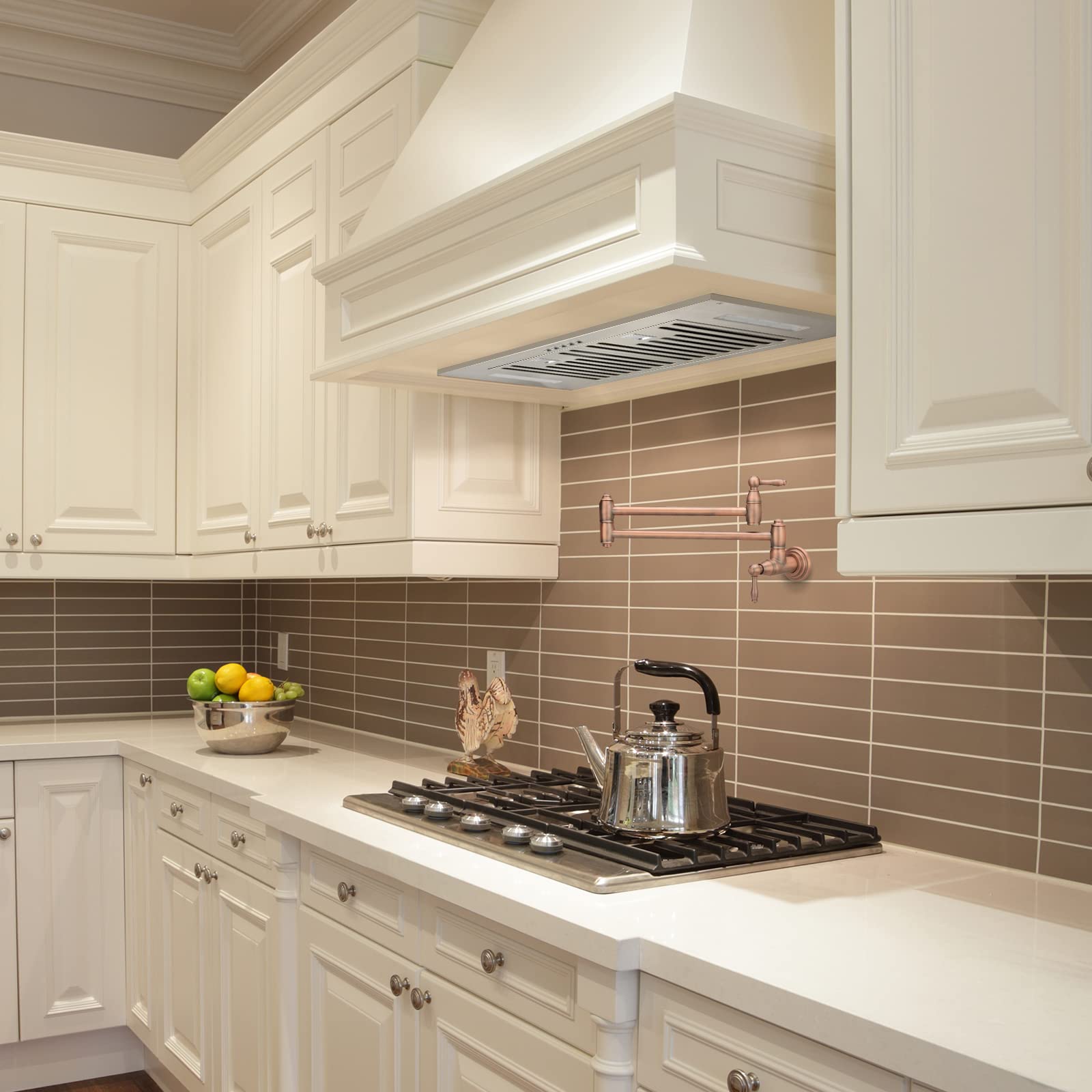 Akicon Range Hood Insert/Built-in 30 inch, Ultra Quiet Powerful Vent Hood with LED Lights, 3 Speeds 600 CFM, Stainless Steel