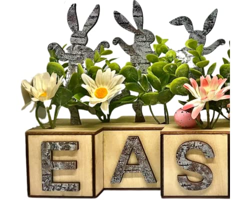 AXI Easter Centerpiece, Easter Decorations for The Home, Bunny Decor, Indoor Use Only, 15x8 Unique Handmade Centerpiece, Nice Spring Gift