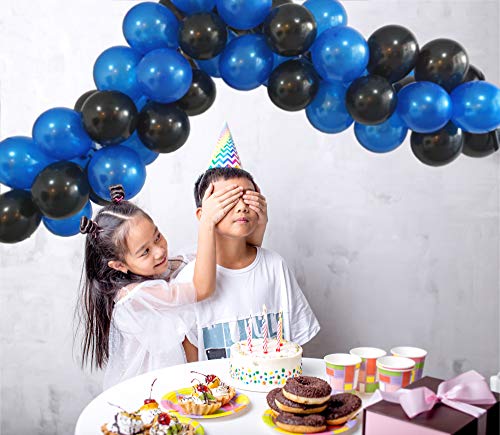 Blue and Black Latex Balloons + DIY Garland Kit - 12 Inch 50pcs