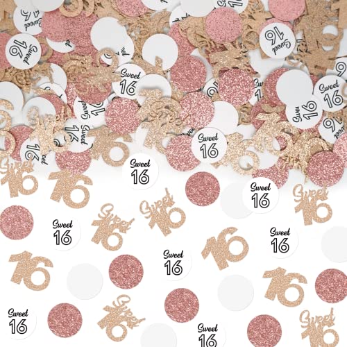 Sweet 16 Confetti, Rose Gold Table Confetti, Happy Birthday Confetti for Table Sweet 16 Table Decorations, Happy 16th Confetti Sweet 16 Birthday Decorations Sweet 16 Party Supplies