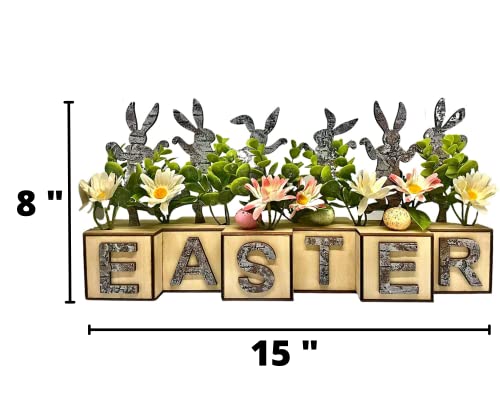 AXI Easter Centerpiece, Easter Decorations for The Home, Bunny Decor, Indoor Use Only, 15x8 Unique Handmade Centerpiece, Nice Spring Gift
