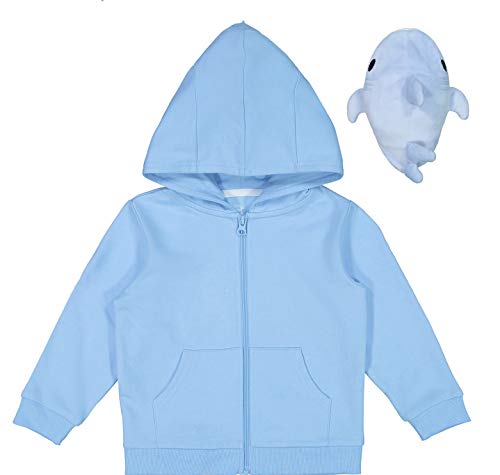 Wonder Nation Girls/Boys' 2T-5TAnimal Critters Packable Plush Zip Up Hoodie (Shark, 2t)
