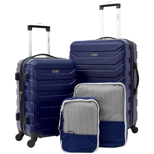 Wrangler Elysium Luggage & Packing Cubes, Blue, 4 Piece Set