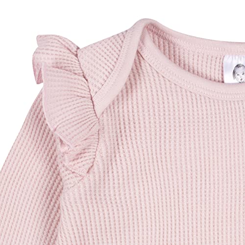 Gerber Baby Girls 2-Piece Long Sleeve Tee & Pull-On Jogger Set, Pink, 0-3 Months