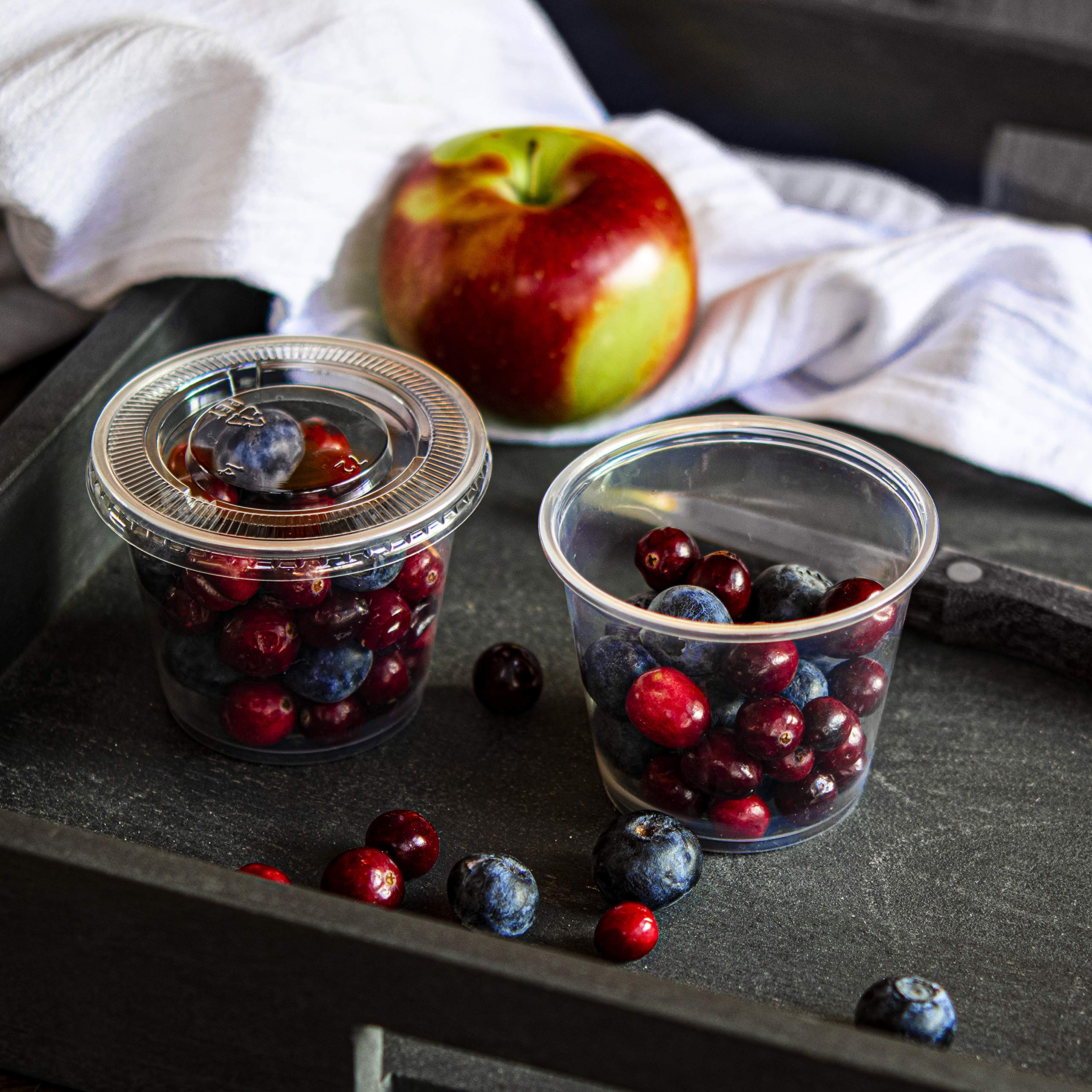 NYHI 150 Pack 4 oz Small Clear Plastic Cups Bulk Disposable Cocktail Jello Shot Cups Compact Food Storage for Portion Control Sauces Spice Liquid Dips Dessert Punch Party Supplies