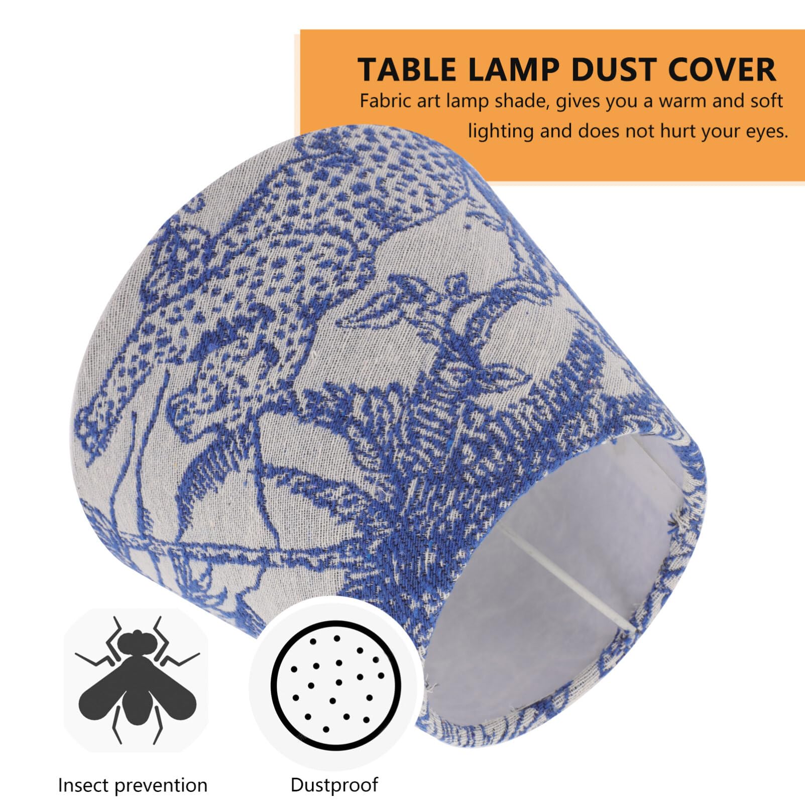 Beaupretty Lamp Shades Clip on Lamp Shade Small Lamp Shade Embroidery Fabric Lamp Cover Tabletop Drum Lampshade for Floor Table Lamp Blue Floor Lamp Shade Replacement Small Lamp Shades