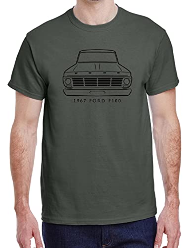 1967 Ford F100 Pickup Truck Front End Design Classic Print Tshirt X-Large Military