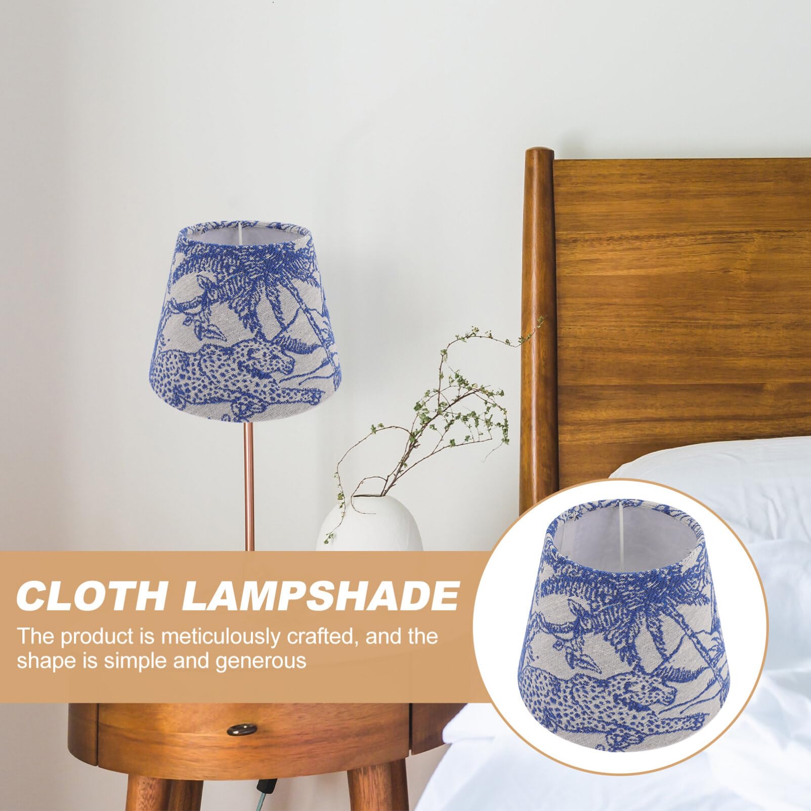 Beaupretty Lamp Shades Clip on Lamp Shade Small Lamp Shade Embroidery Fabric Lamp Cover Tabletop Drum Lampshade for Floor Table Lamp Blue Floor Lamp Shade Replacement Small Lamp Shades
