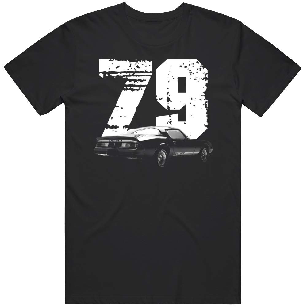 PurpleMonkeyTees 1979 Camaro Z28 Rear Three Quarter View with Year T Shirt XL Black