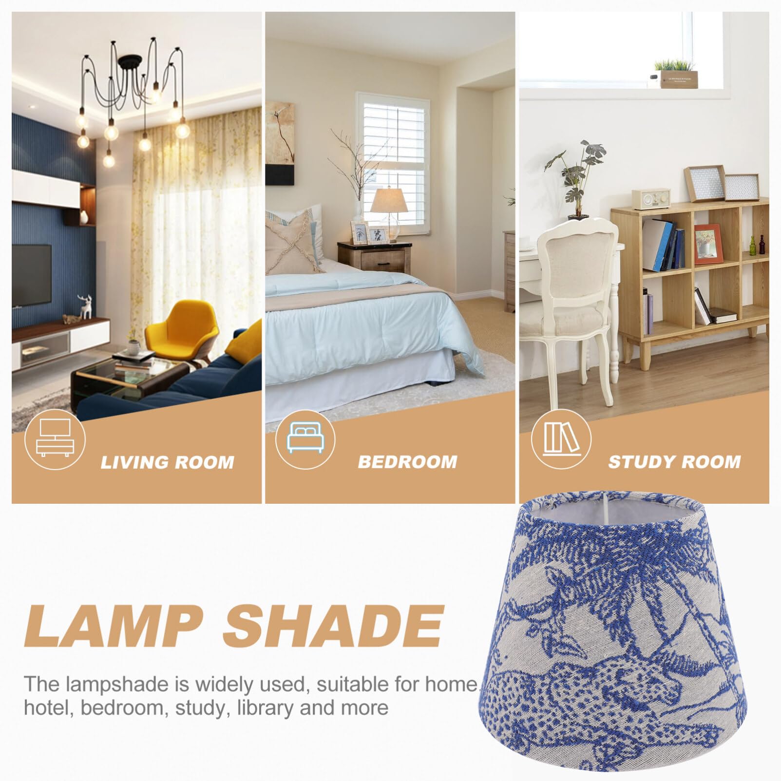 Beaupretty Lamp Shades Clip on Lamp Shade Small Lamp Shade Embroidery Fabric Lamp Cover Tabletop Drum Lampshade for Floor Table Lamp Blue Floor Lamp Shade Replacement Small Lamp Shades