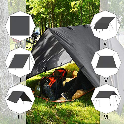 KALINCO 10X10FT/10X15FT,Tent Tarp,Picnic Mat Camping Tarp Tent Hammock Tarp, pu Waterproof Camping tarp Tent Rain Fly Picnic Mat Survival Shelter Sunshade(Gray)