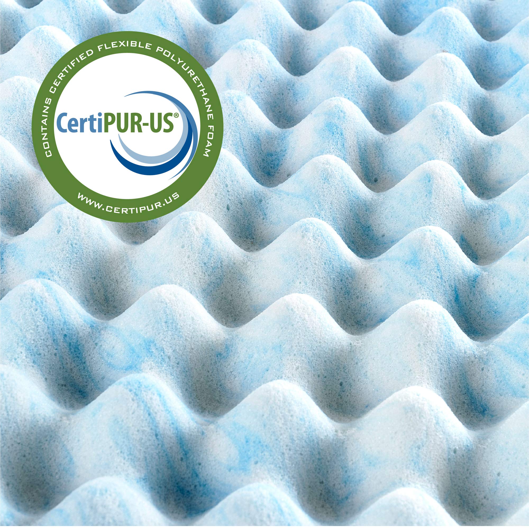 ZINUS 1.5/2/3/4-inch Swirl Gel Cooling Memory Foam Mattress Topper, Cooling Airflow Design & 1.5/2/3/4-inch Swirl Gel Cooling Memory Foam Mattress Topper, Cooling Airflow Design