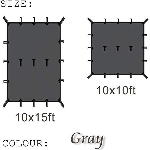 KALINCO 10X10FT/10X15FT,Tent Tarp,Picnic Mat Camping Tarp Tent Hammock Tarp, pu Waterproof Camping tarp Tent Rain Fly Picnic Mat Survival Shelter Sunshade(Gray)