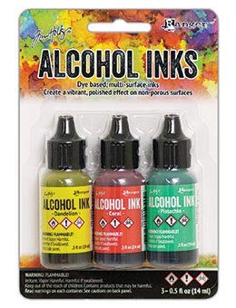 Ranger Tim Holtz Alcohol Ink Bundle - Tropics Set 11 Bottles, 05 fl oz - Acid Free, Multi-Surface Inks, Precision Tip for Easy Application - Bonus Purple Turtle Detail Sticks