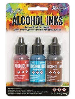 Ranger Tim Holtz Alcohol Ink Bundle - Tropics Set 11 Bottles, 05 fl oz - Acid Free, Multi-Surface Inks, Precision Tip for Easy Application - Bonus Purple Turtle Detail Sticks