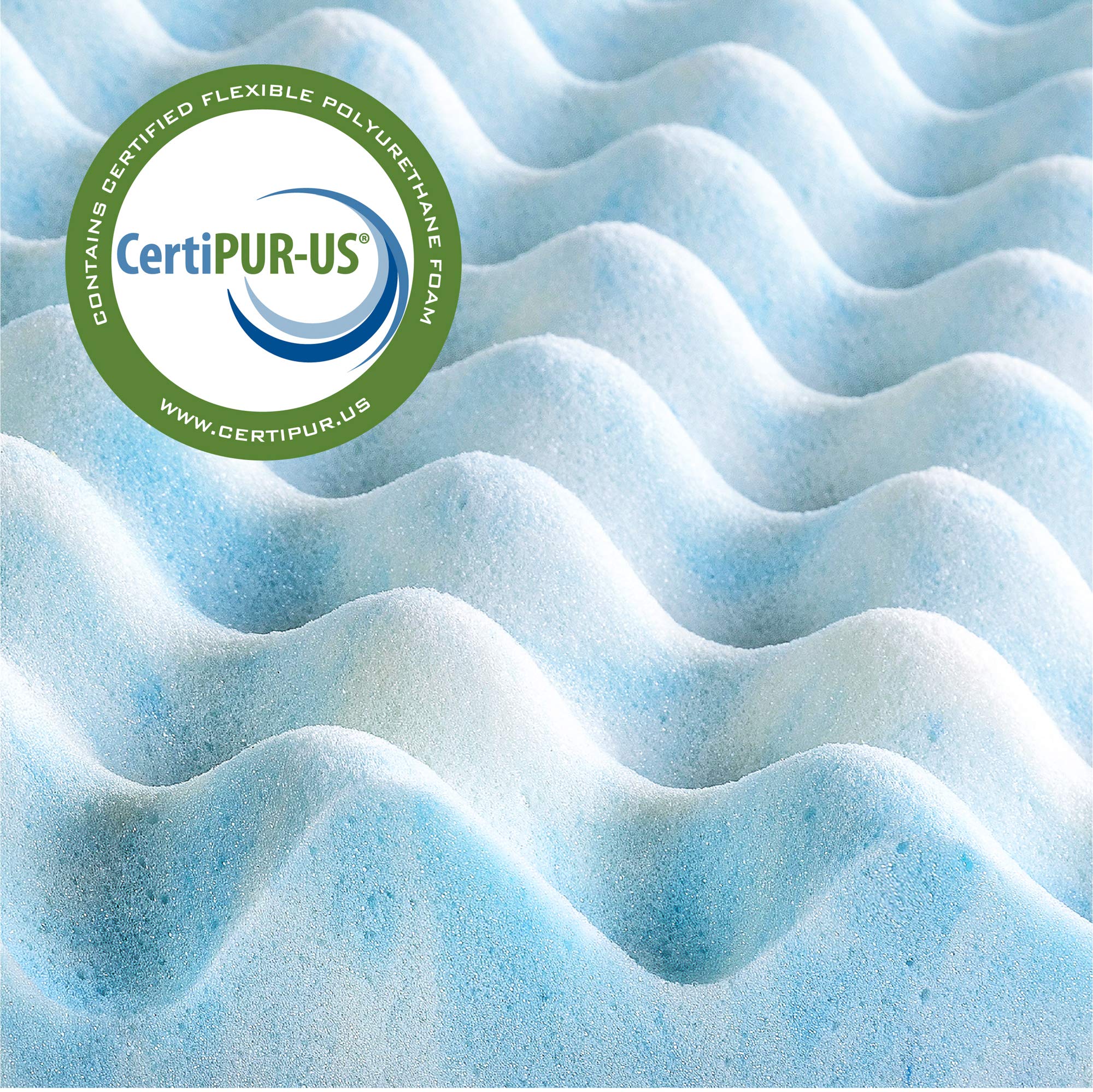 ZINUS 1.5/2/3/4-inch Swirl Gel Cooling Memory Foam Mattress Topper, Cooling Airflow Design & 1.5/2/3/4-inch Swirl Gel Cooling Memory Foam Mattress Topper, Cooling Airflow Design