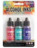 Ranger Tim Holtz Alcohol Ink Bundle - Tropics Set 11 Bottles, 05 fl oz - Acid Free, Multi-Surface Inks, Precision Tip for Easy Application - Bonus Purple Turtle Detail Sticks