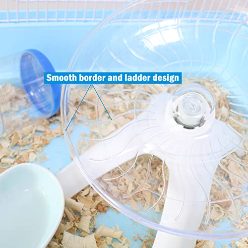 Hamster Flying Saucer, Hamster Wheel Mouse Spinner Wheel with Guinea Pig Water Feeder Bottle, Gerbils Ceramic Food Bowl, Total 3 Pack