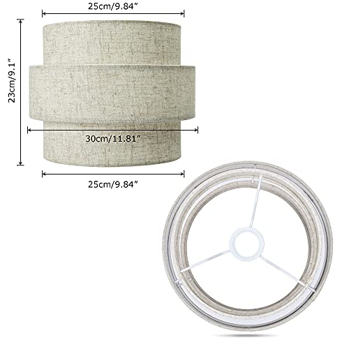 EDISLIVE 3-tier Drum Linen Lamp Shade for Pendant Lamp Floor Lamp Chandelier Replacement Shade Clip on Bulb Classic Round Lampshade Cover Only (Yellow)