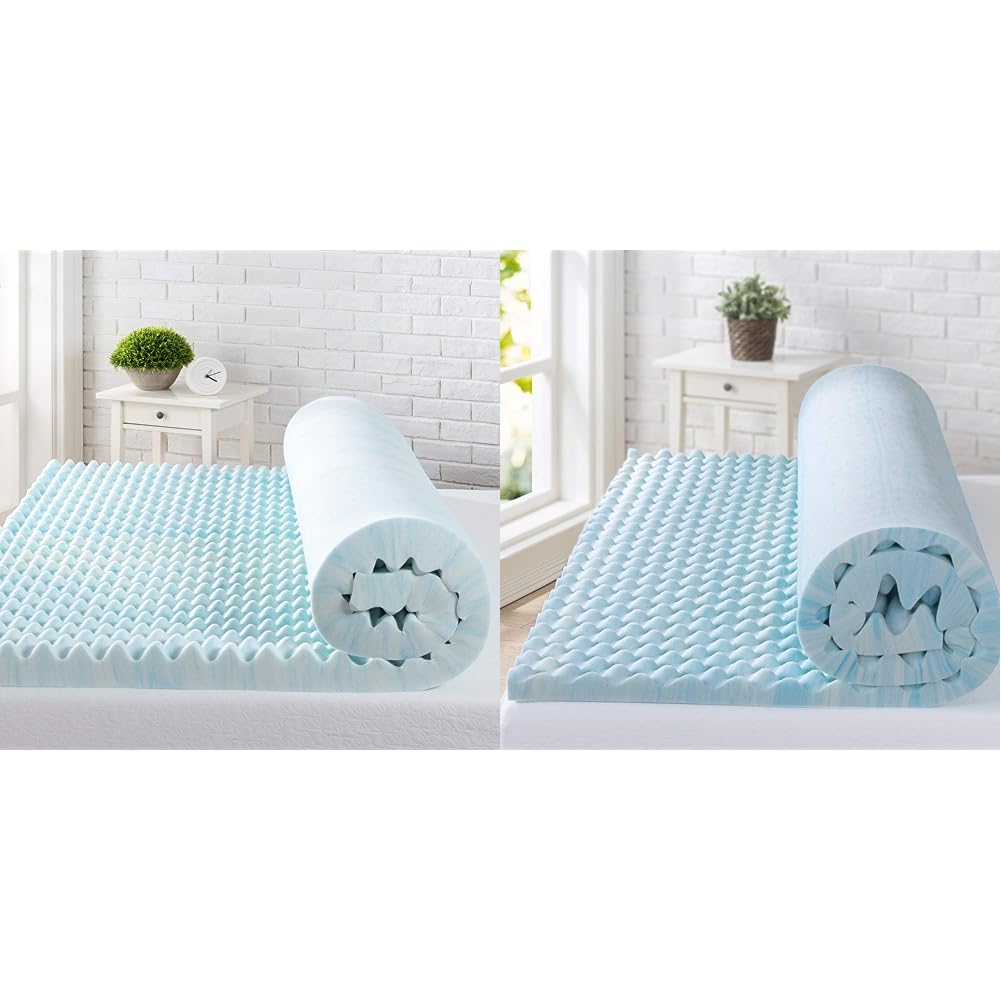 ZINUS 1.5/2/3/4-inch Swirl Gel Cooling Memory Foam Mattress Topper, Cooling Airflow Design & 1.5/2/3/4-inch Swirl Gel Cooling Memory Foam Mattress Topper, Cooling Airflow Design