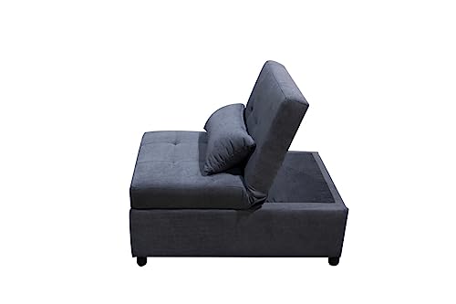 JINS&VICO Convertible Sleeper Sofa Bed, Pull Out Futon Sofa Bed with Adjustable Backrest and Pillow, 4 in 1 Folding Ottoman Single Lazy Sofa Chair for Living Room Office Studio Lounge, Dark Gray