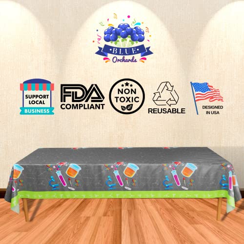 Blue Orchards Science Party Table Covers (Pack of 2) - 54"x108" XL - Science Birthday Party Decorations, Science Tablecloth, Science Party Decorations, Chemistry Party, Laboratory Theme Table Cloth