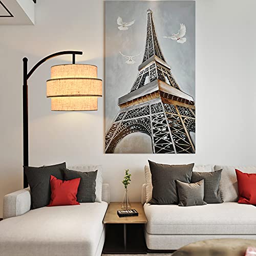 EDISLIVE 3-tier Drum Linen Lamp Shade for Pendant Lamp Floor Lamp Chandelier Replacement Shade Clip on Bulb Classic Round Lampshade Cover Only (Yellow)