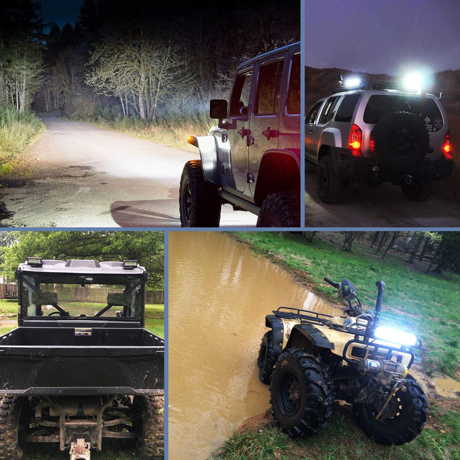 Nilight LED Pods 4PCS 6.5 Inch 120W Light Bar Triple Rows Spot Flood Combo Driving Light Waterproof Led Work Light Off-road Truck Car ATV SUV Cabin Boat, 2 Years Warranty