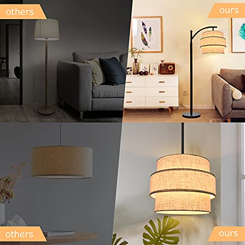 EDISLIVE 3-tier Drum Linen Lamp Shade for Pendant Lamp Floor Lamp Chandelier Replacement Shade Clip on Bulb Classic Round Lampshade Cover Only (Yellow)