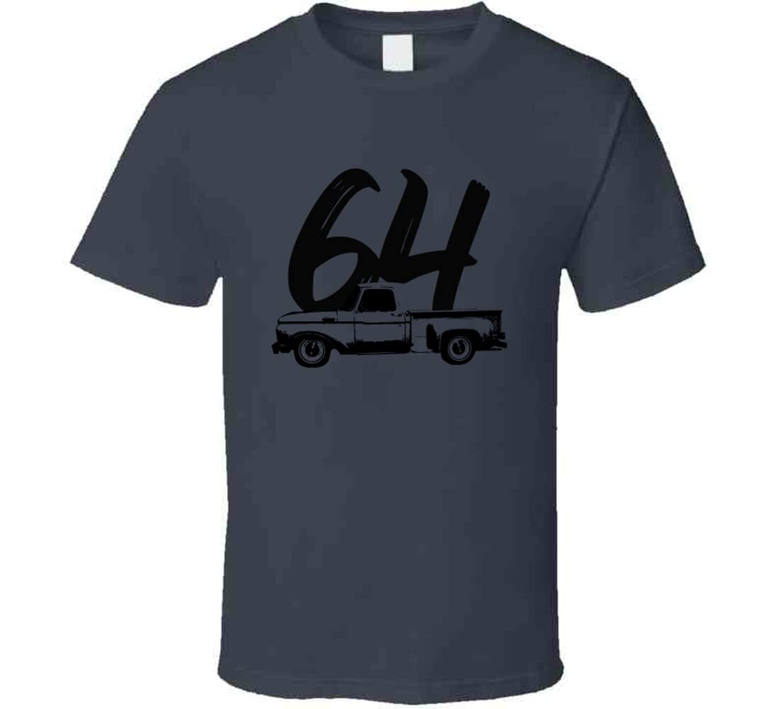 1964 F100 Pickup Truck Side View with Year Light Color T Shirt L Charcoal Grey