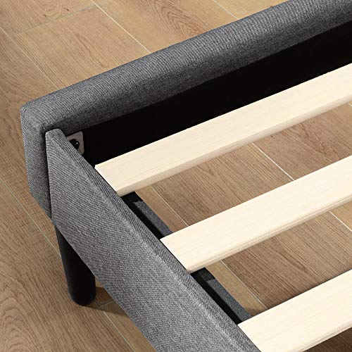 ZINUS Maddon Upholstered Platform Bed Frame with USB Ports, Mattress Foundation, Wood Slat Support, No Box Spring Needed, Easy Assembly, Grey, Full
