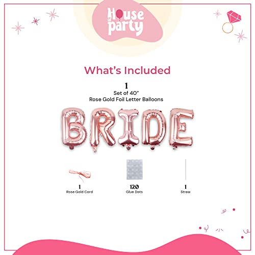 Wedding foil balloons sayings 16 inches (BRIDE (40 INCHES) ROSE GOLD)