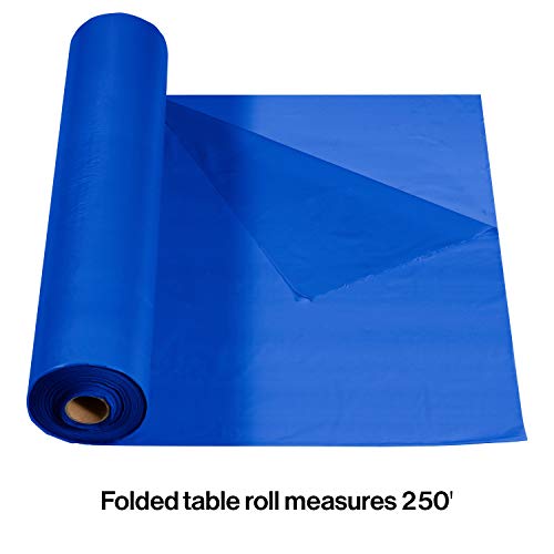 Creative Converting Festive Cobalt Plastic Table Cover Banquet Roll Tablecover, 40" X 250'