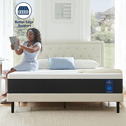 Molblly King Size Mattress, 14 Inch Premium Cooling-Gel Memory Foam Mattress Bed in a Box, Cool King Bed Supportive & Pressure Relief with Breathable Soft Fabric Cover,Medium Firm