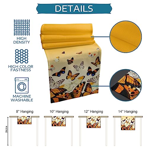 Lsrtoss Orange Ombre Table Runner 72 Inches Long Farmhouse Dress Scarves, Orange Brown Butterfly Modern Abstract Art Dining Tablerunner for Coffee Table/Kitchen Island/Party Décor, 13" x 72"